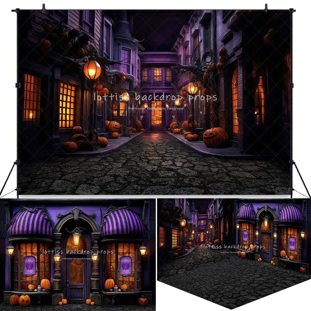 Haunted Halloween Street Backdrops Child Photography Props Kids Adult ...