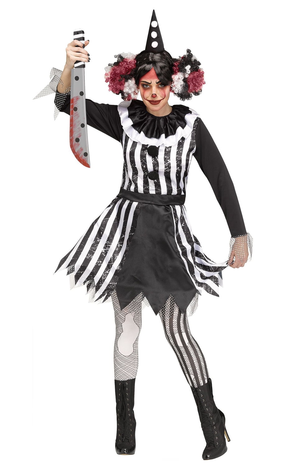 Fun World Haunted Harlequin Adult Costume, Dress, Collar, Hat Headband ...