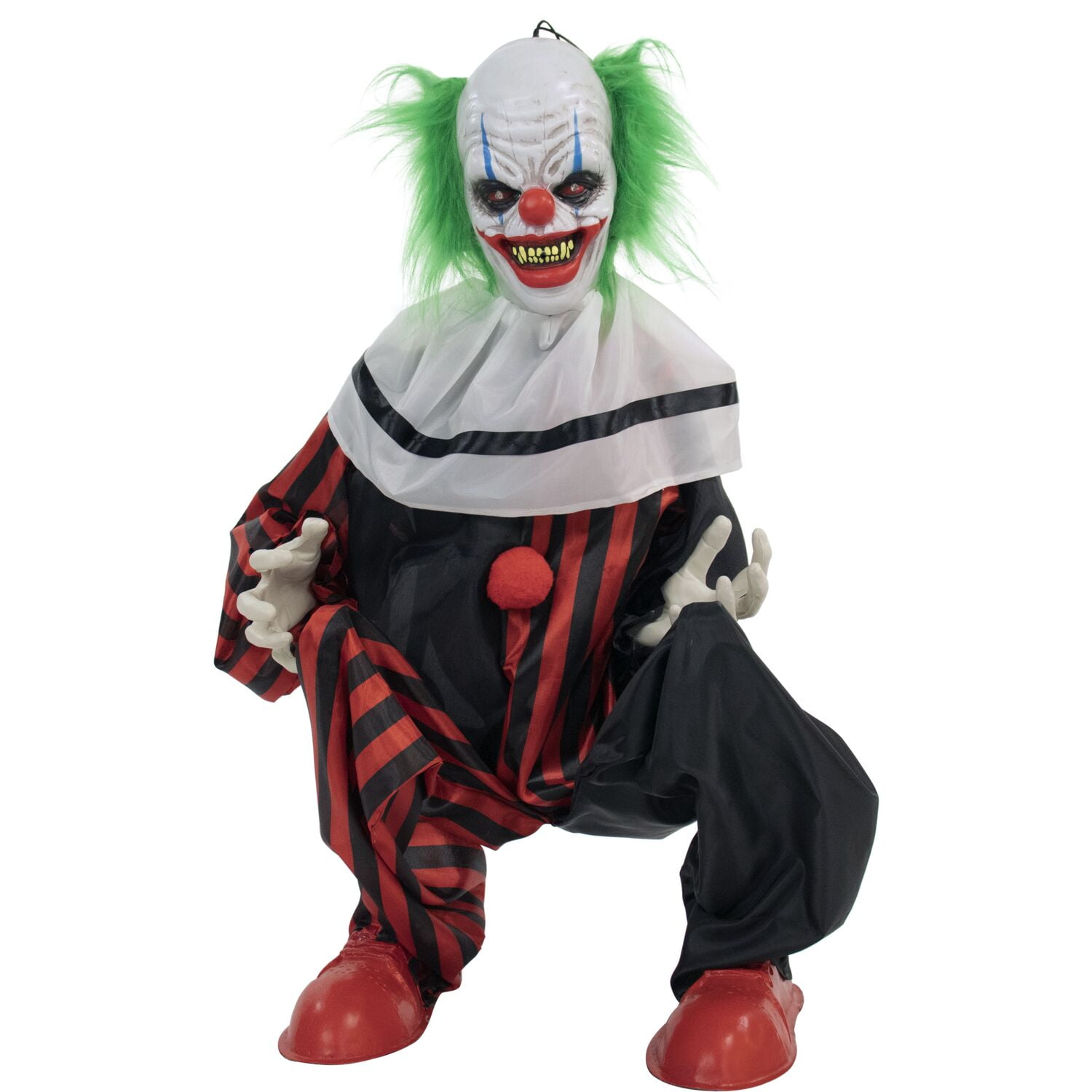 Haunted Hill Farm 32 In. Crouching Clown Creepy Animatronic with Lights ...