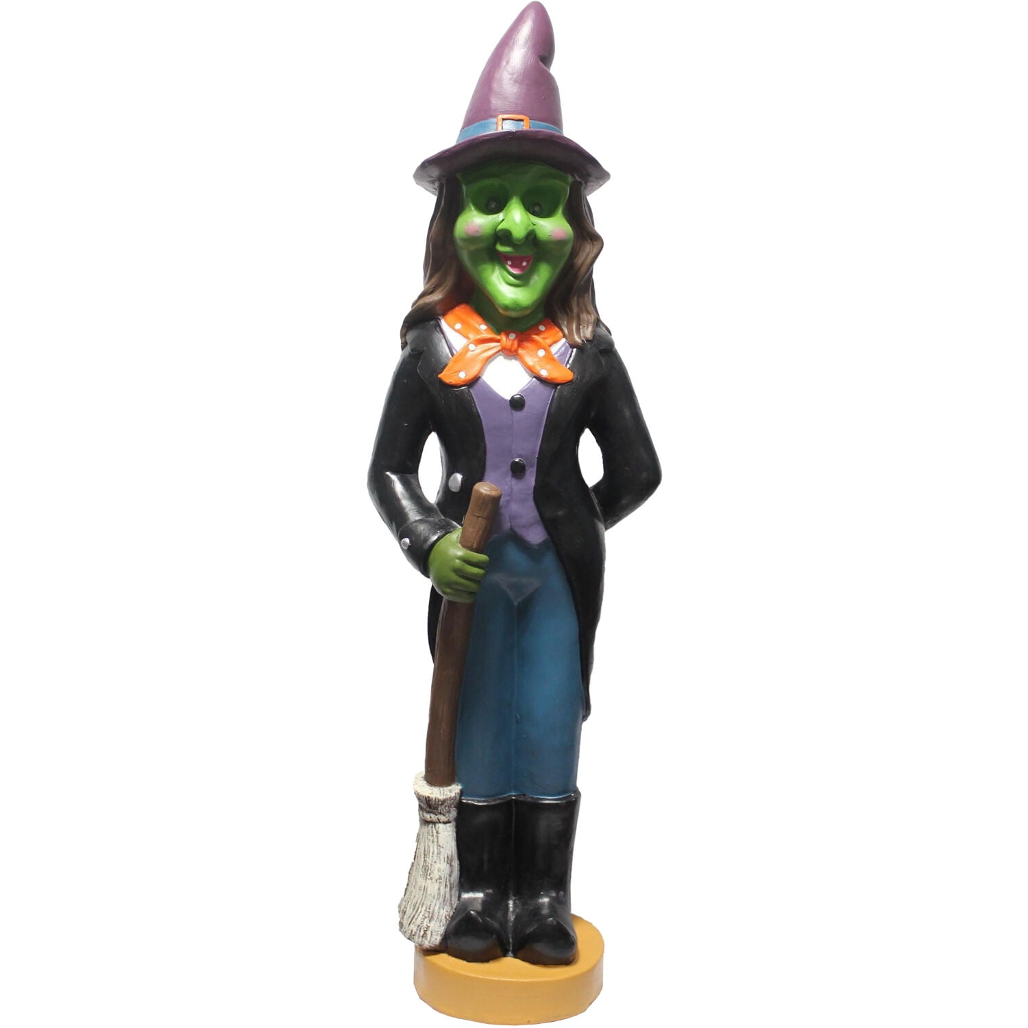 Haunted Hill Farm 4-Ft. Scary Witch Holding a Broom, LED Lighted Eyes ...