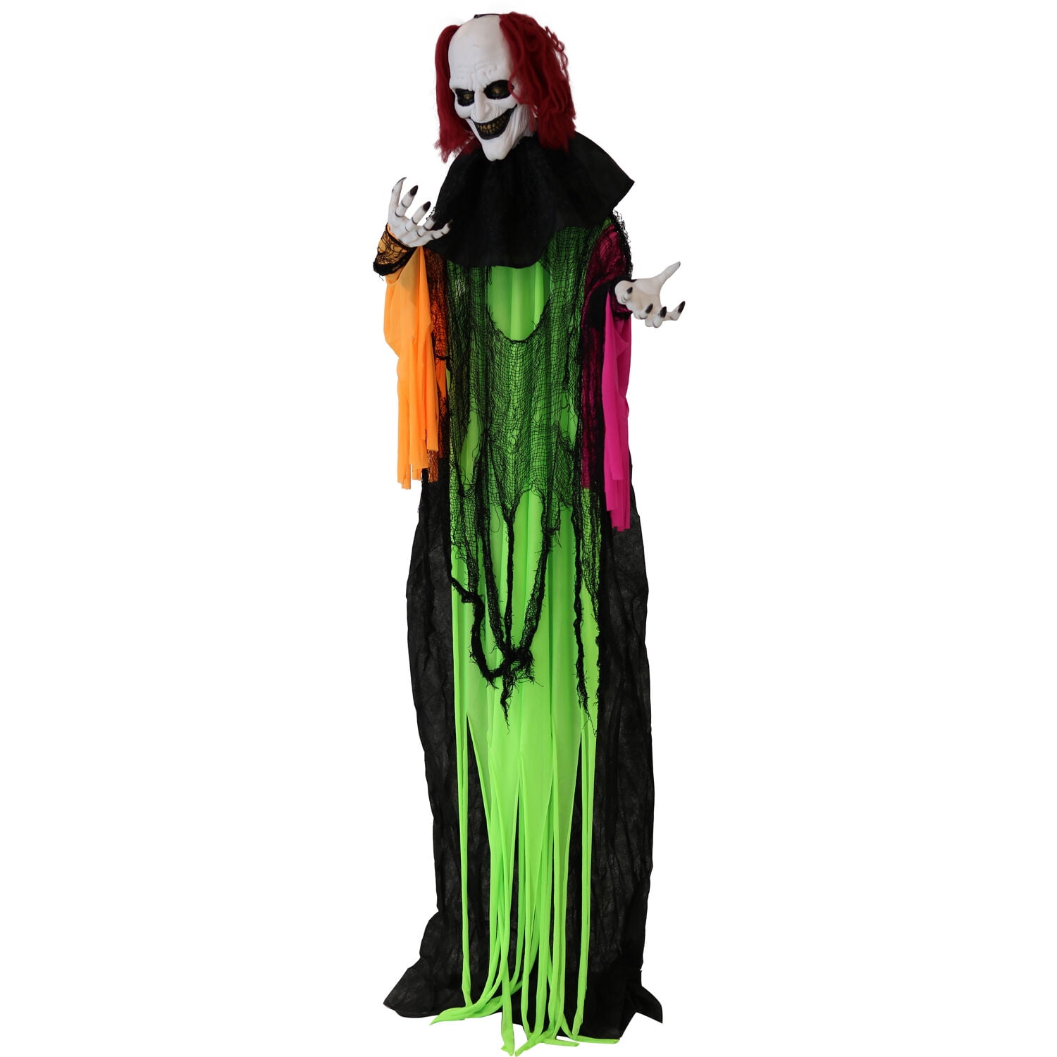 Haunted Hill Farm 5.8 ft. Animatronic Clown, Indoor/Covered Outdoor ...
