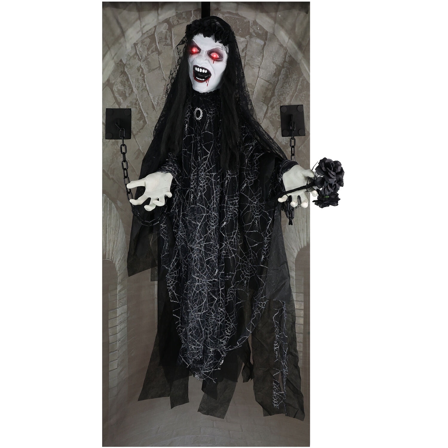 Haunted Hill Farm 4.25 ft Animatronic Demon Widow Door Greeter ...