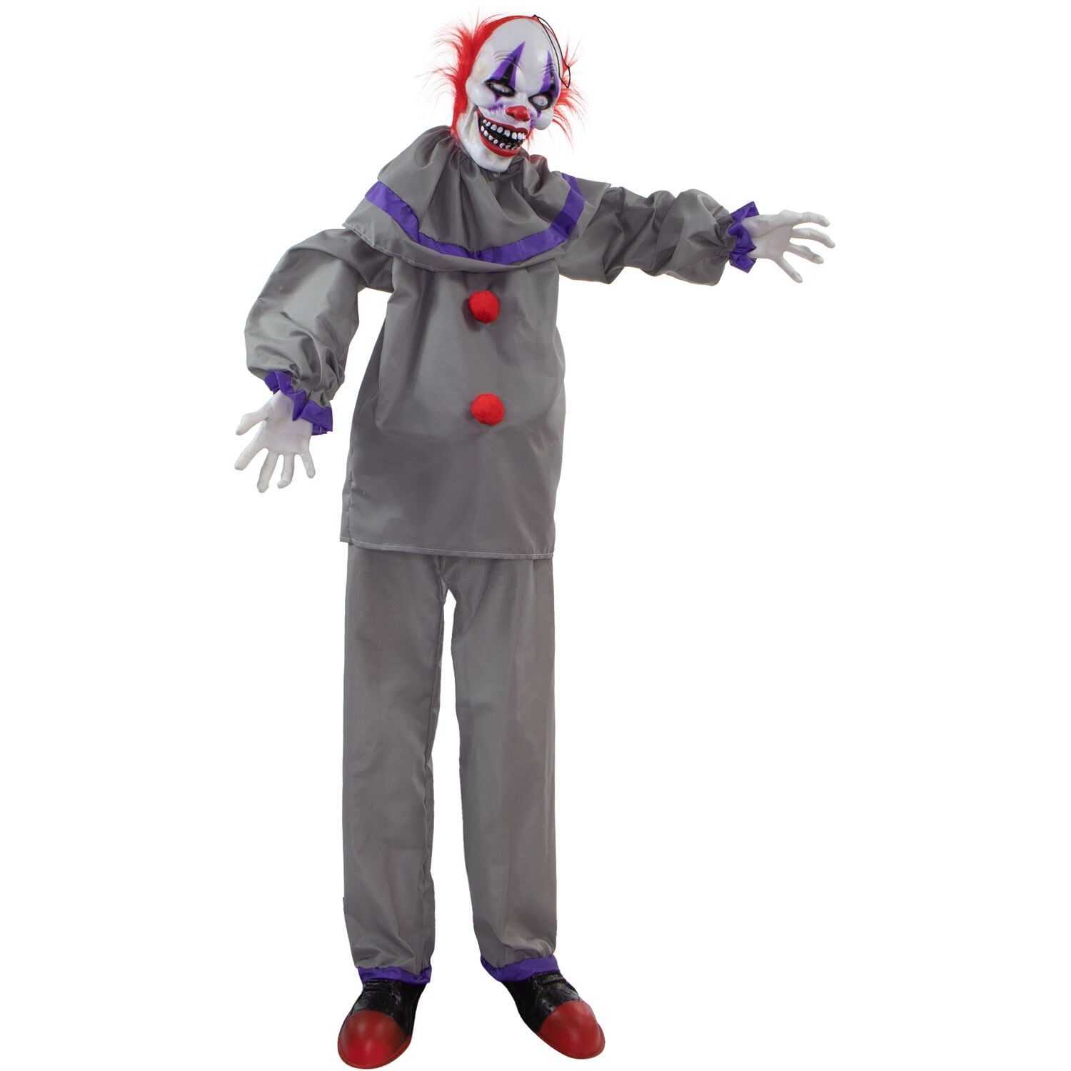 Haunted Hill Farm 5 ft Life-Size Animatronic Clown with Lights and ...