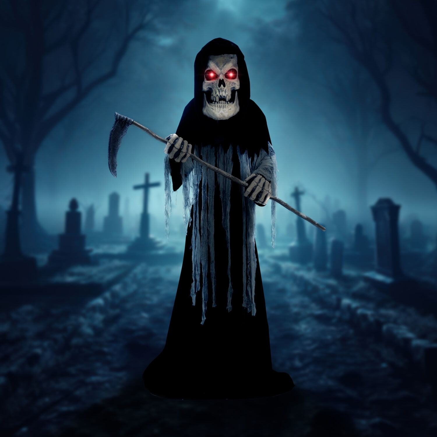 Haunted Hill Farm 8.5 ft Motion-Activated Ginormous Reaper Animatronic ...