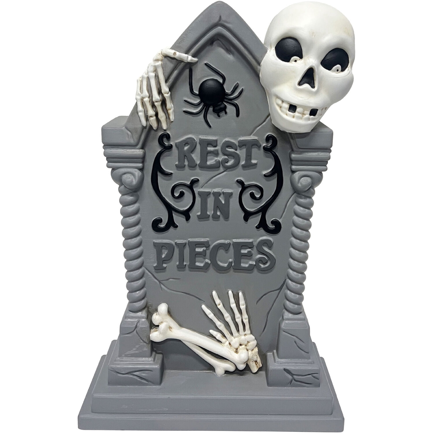 Haunted Hill Farm Tombstone with Skeleton, 25”, 4.4 lbs, 18”, Halloween ...