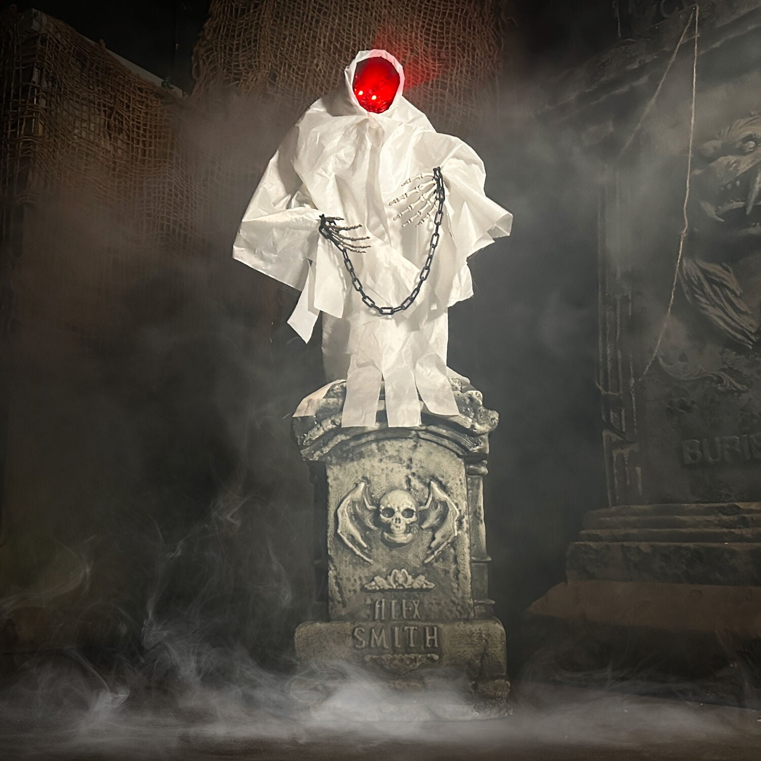 Haunted Hill Farm 4.3 ft Touch-Activated Animated Spectre on Tomb ...