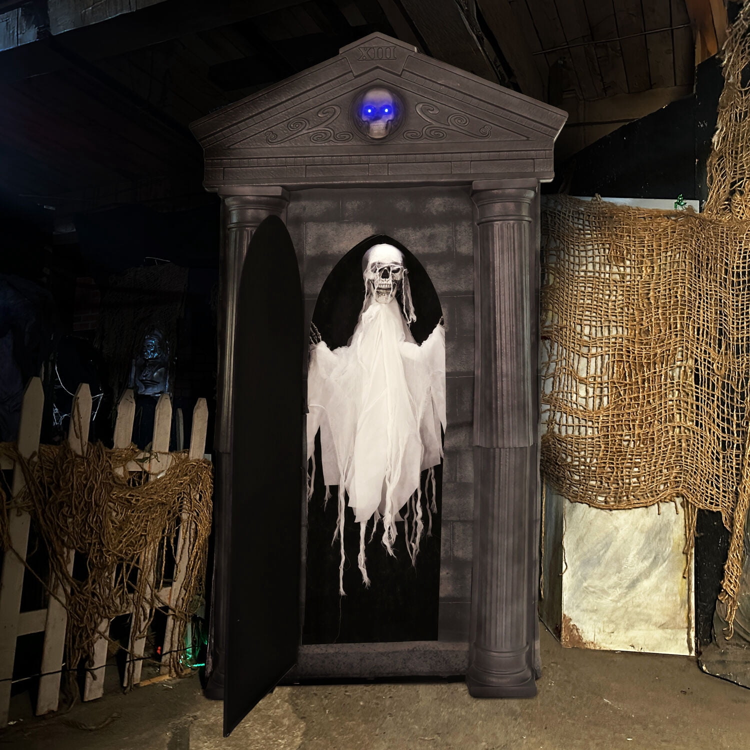 Haunted Hill Farm Haunted Hill Farm 6.7 ft. Motion-Triggered Mausoleum ...