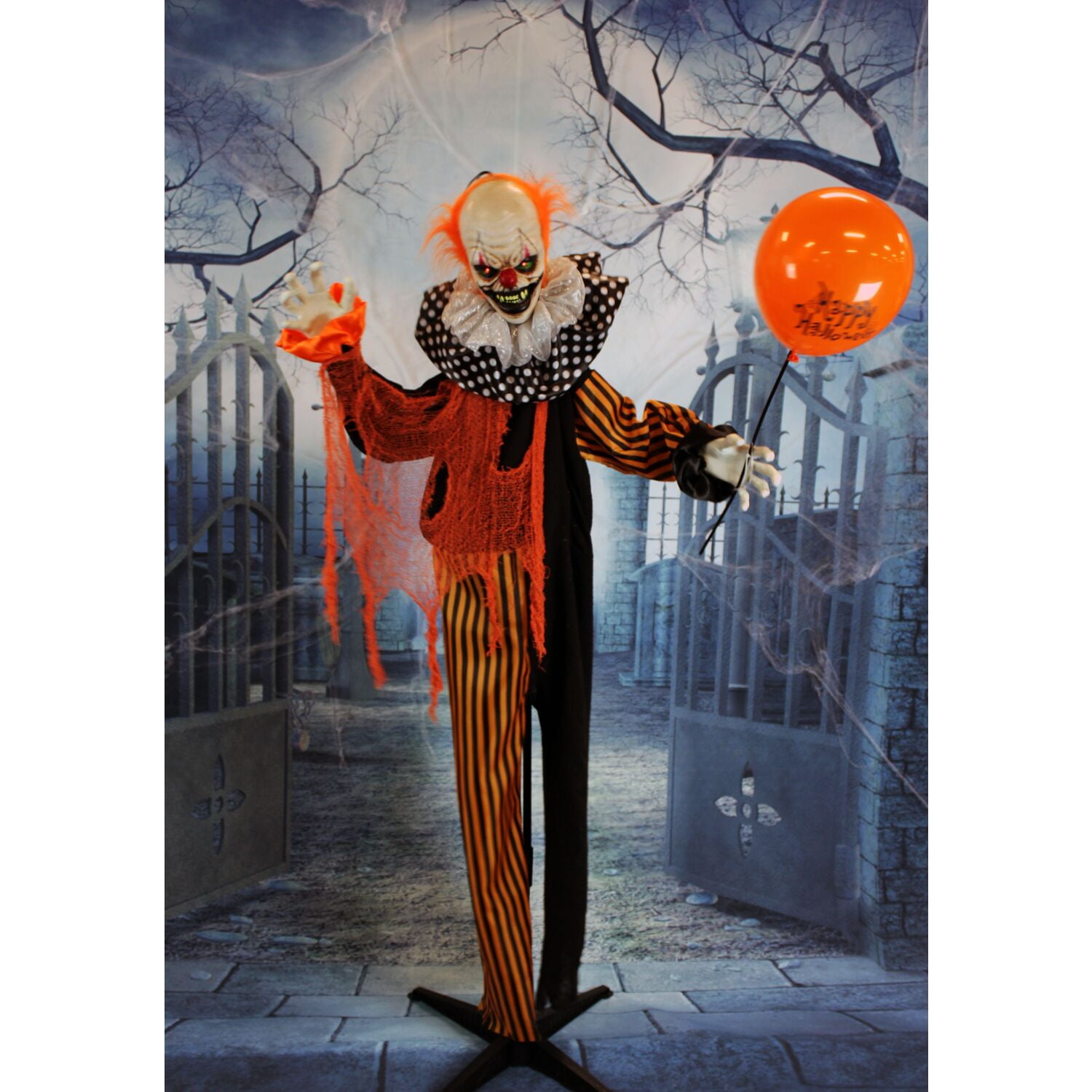 Haunted Hill Farm Life-Size Animatronic Clown with Lights and Sound ...