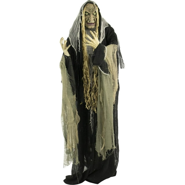 Haunted Hill Farm Life Size Animatronic Witch, Indoor/Outdoor Halloween ...
