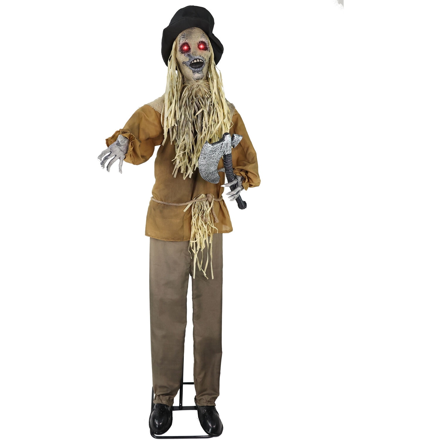 Haunted Hill Farm Lifesize Animatronic Haunted Scarecrow with Lights ...