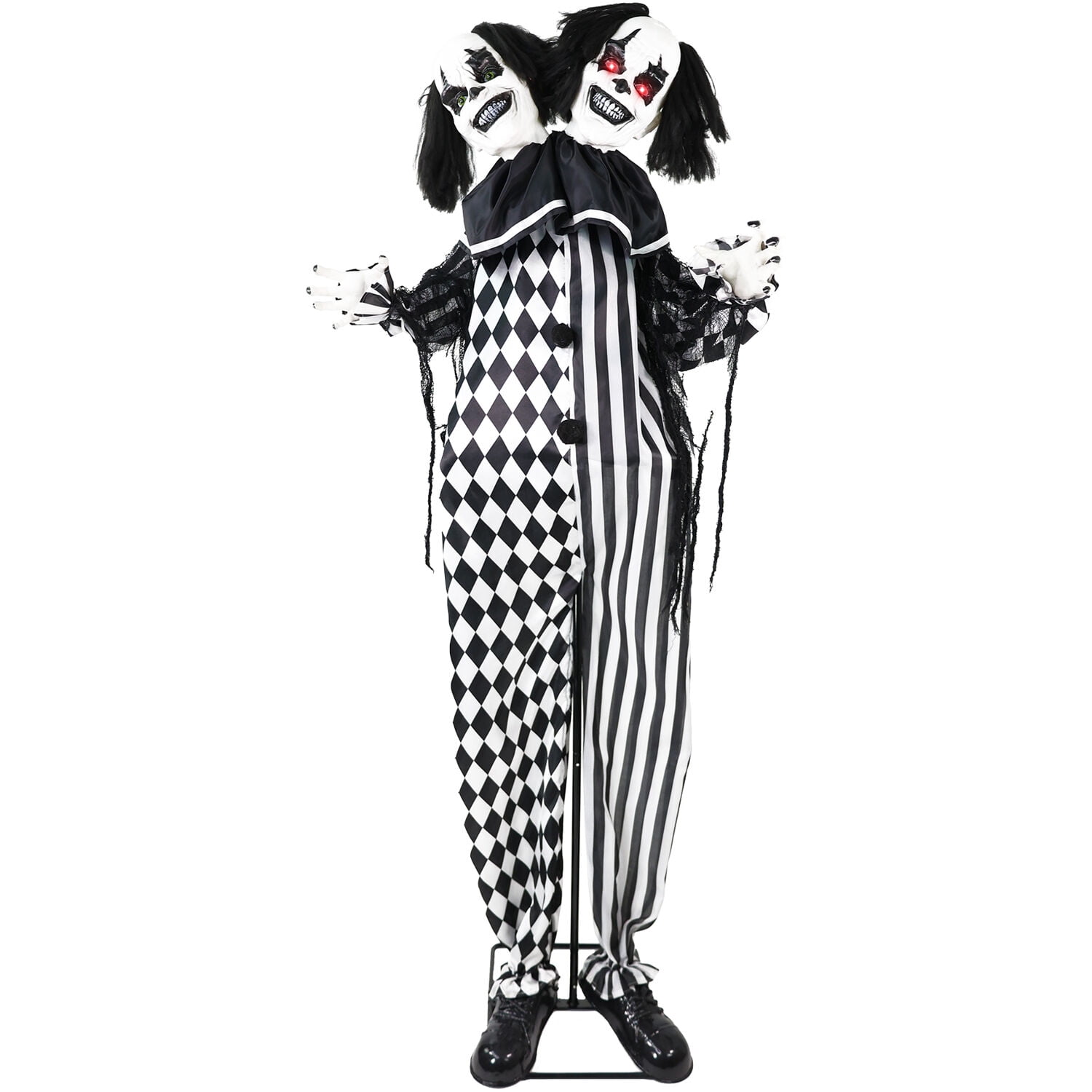 Haunted Hill Farm Lifesize Animatronic Two-Headed Clown with Lights and ...