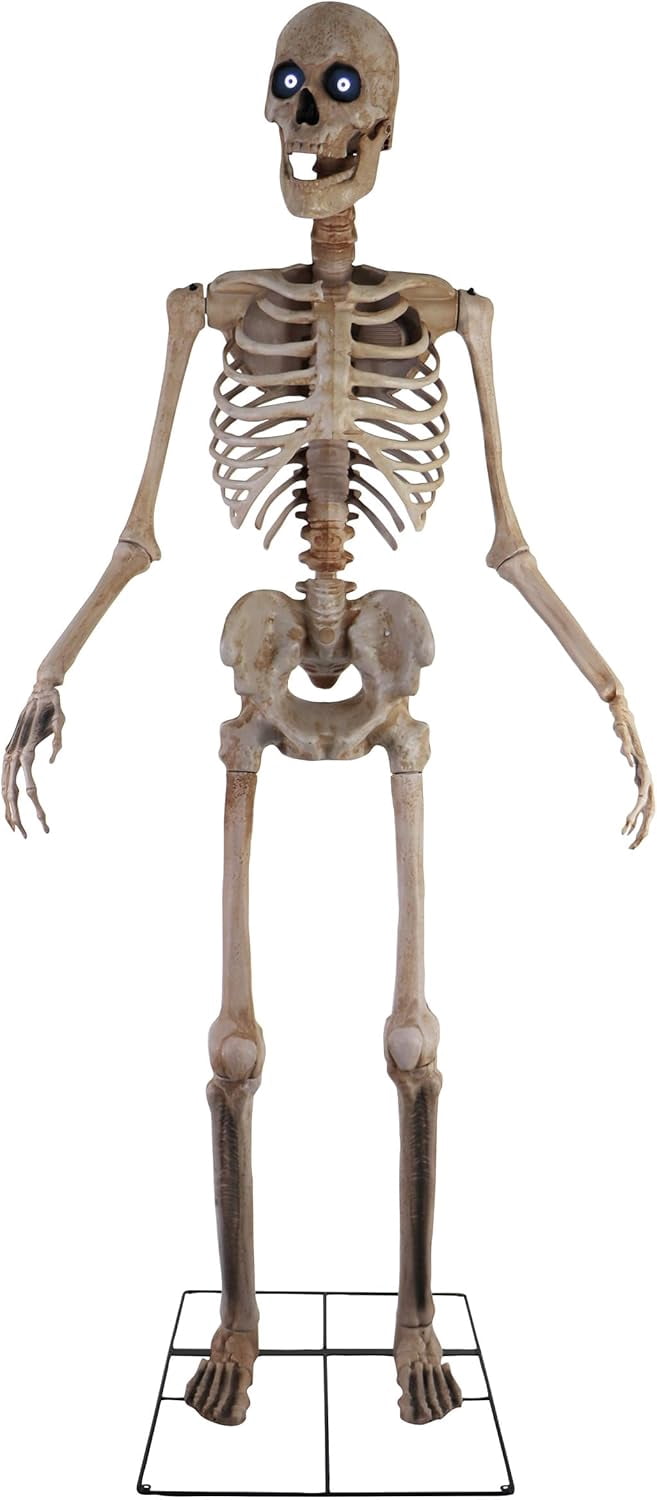 Haunted Hill Farm Motion-Activated 8-Ft. Tall Towering Skeleton, Plug ...