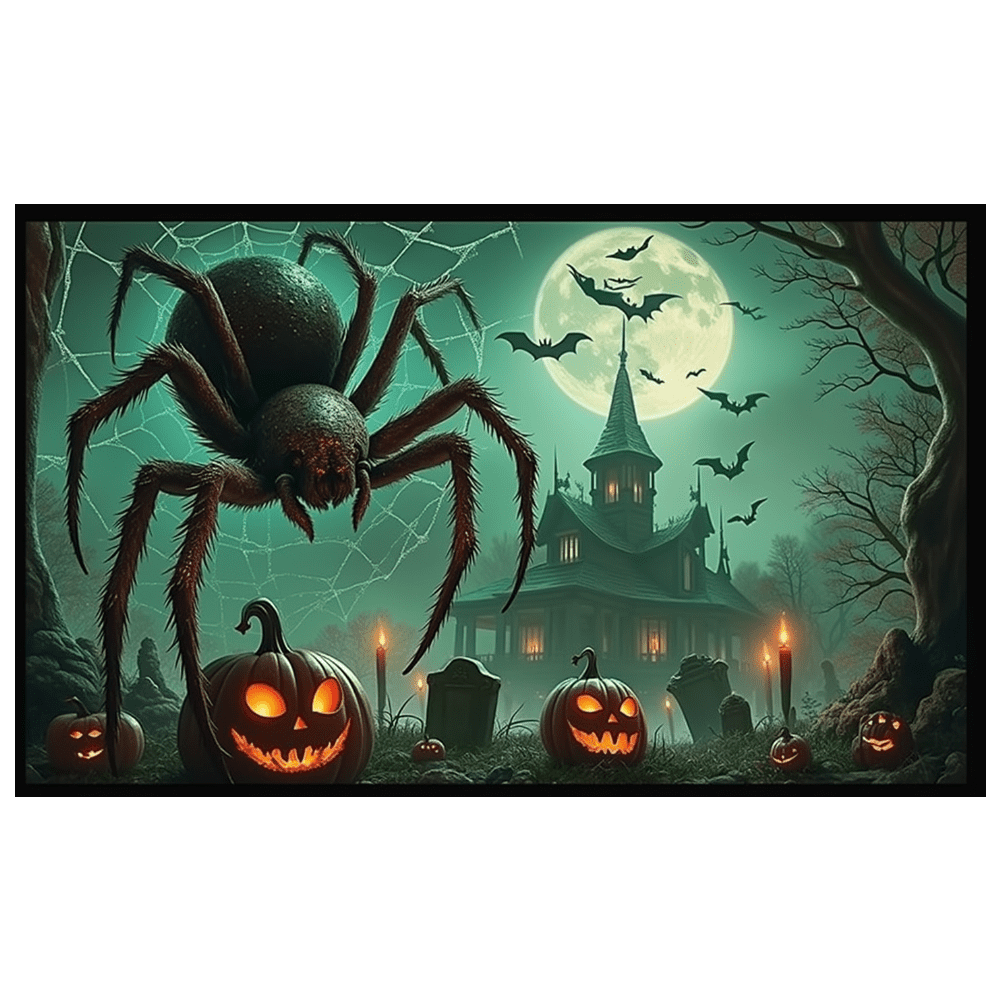 Haunted House Banner Spider Halloween Banner Scary Pumpkin Design for ...
