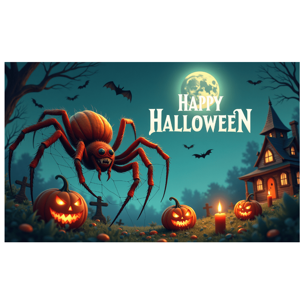 Haunted House Banner Spider Halloween Banner Scary Pumpkin Design for ...