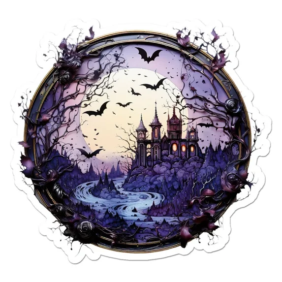 Haunted House Bats Sticker Phone Decal Water Bottle Stickers Car Decals ...