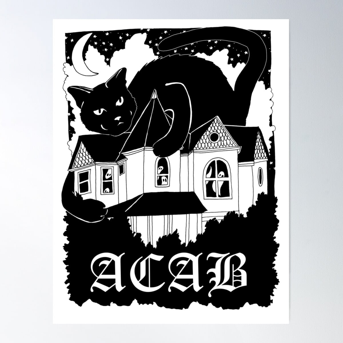 Haunted House Cat | Acab All Cats Are Beautiful Poster Wall Art, Modern ...