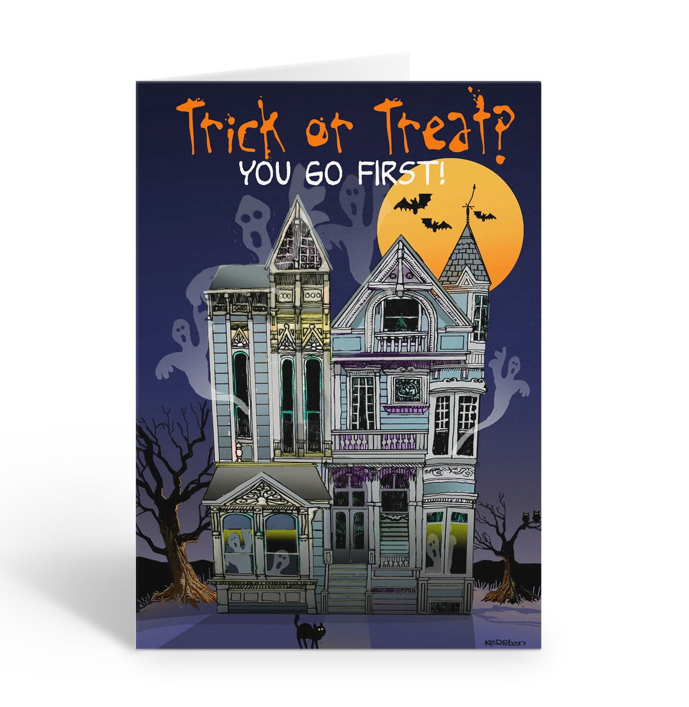 Haunted House Halloween Greeting Card - 12 Cards with Envelopes ...