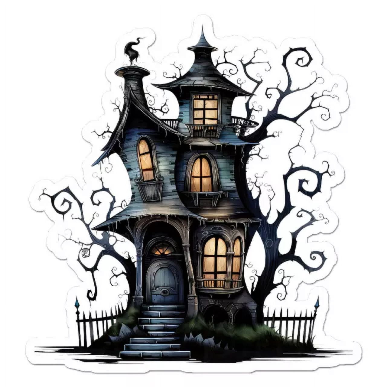 Haunted House Halloween Sticker Indoor Outdoor Phone Decal Water Bottle ...
