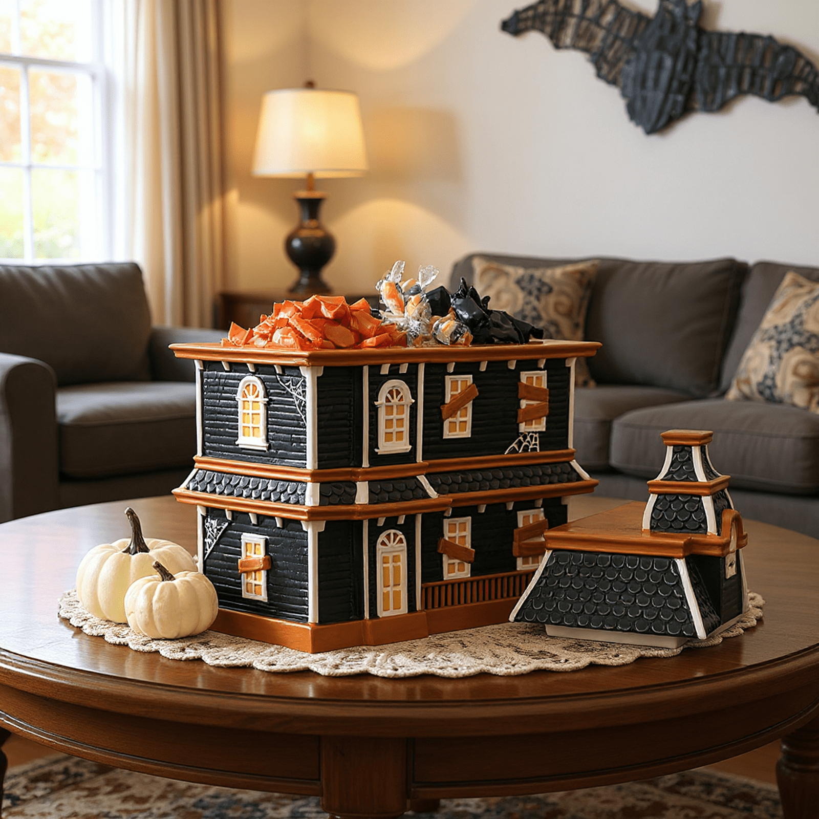 Haunted House Lidded Candy Bowl Candy Boxes for Gifts Empty Spiderweb ...
