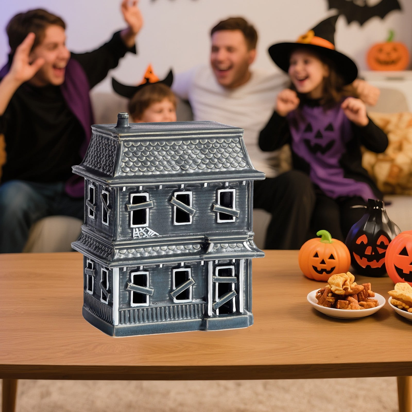 Haunted House Lidded Halloween Candy Box Treat Box Candy Bowl ...