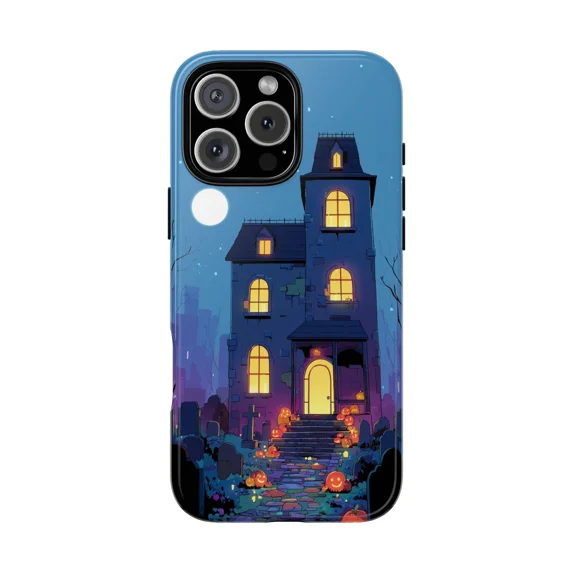Haunted House Mansion Halloween Scene Phone Case for iPhone 11 to 16 ...