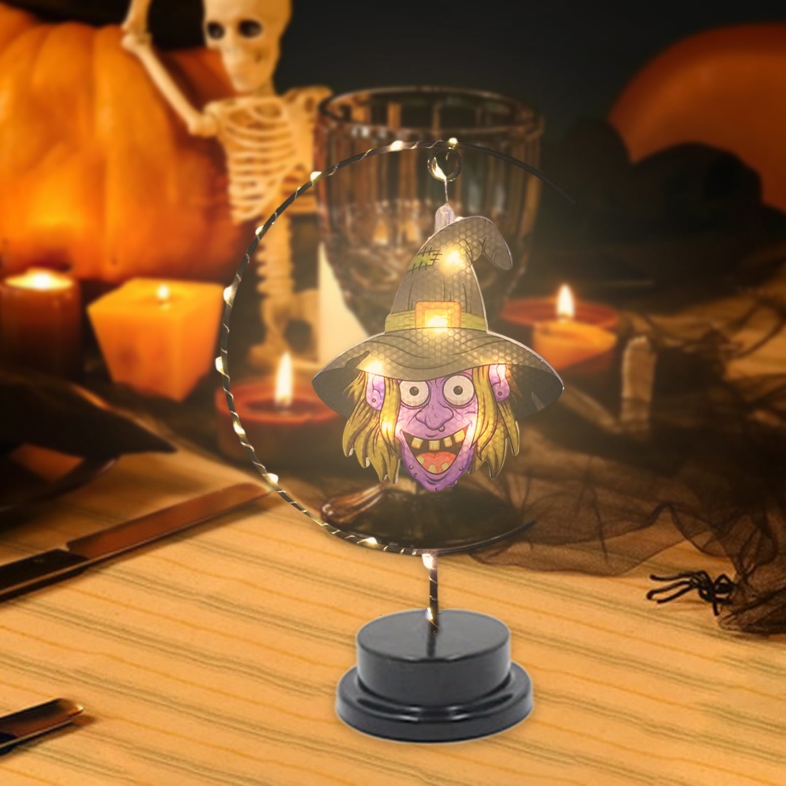 Haunted House Metal Lantern with Warm LED Glow, Durable Iron Halloween ...
