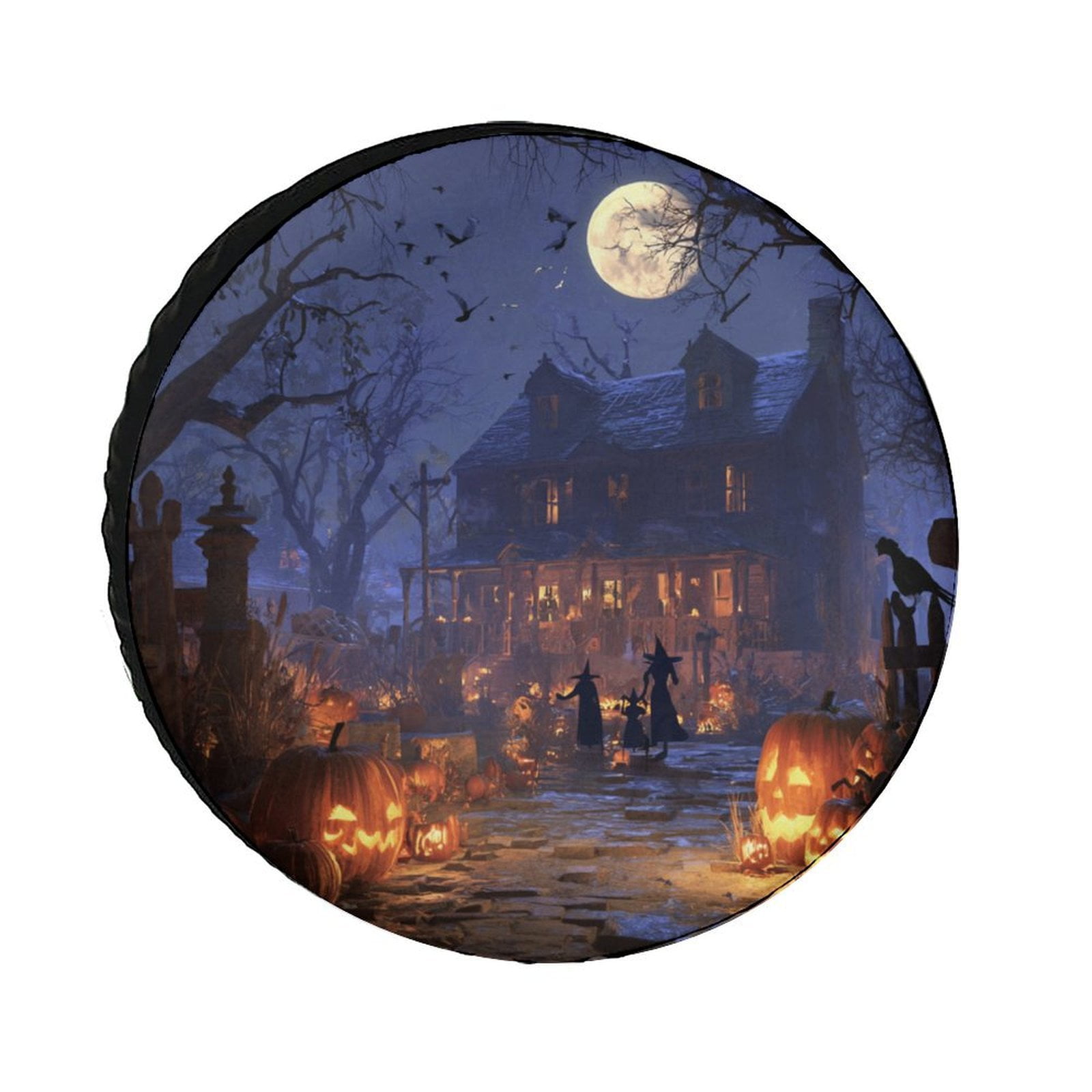Haunted House Pumpkins Ravens Heavy Duty Spare Tire Cover Fall Happy ...
