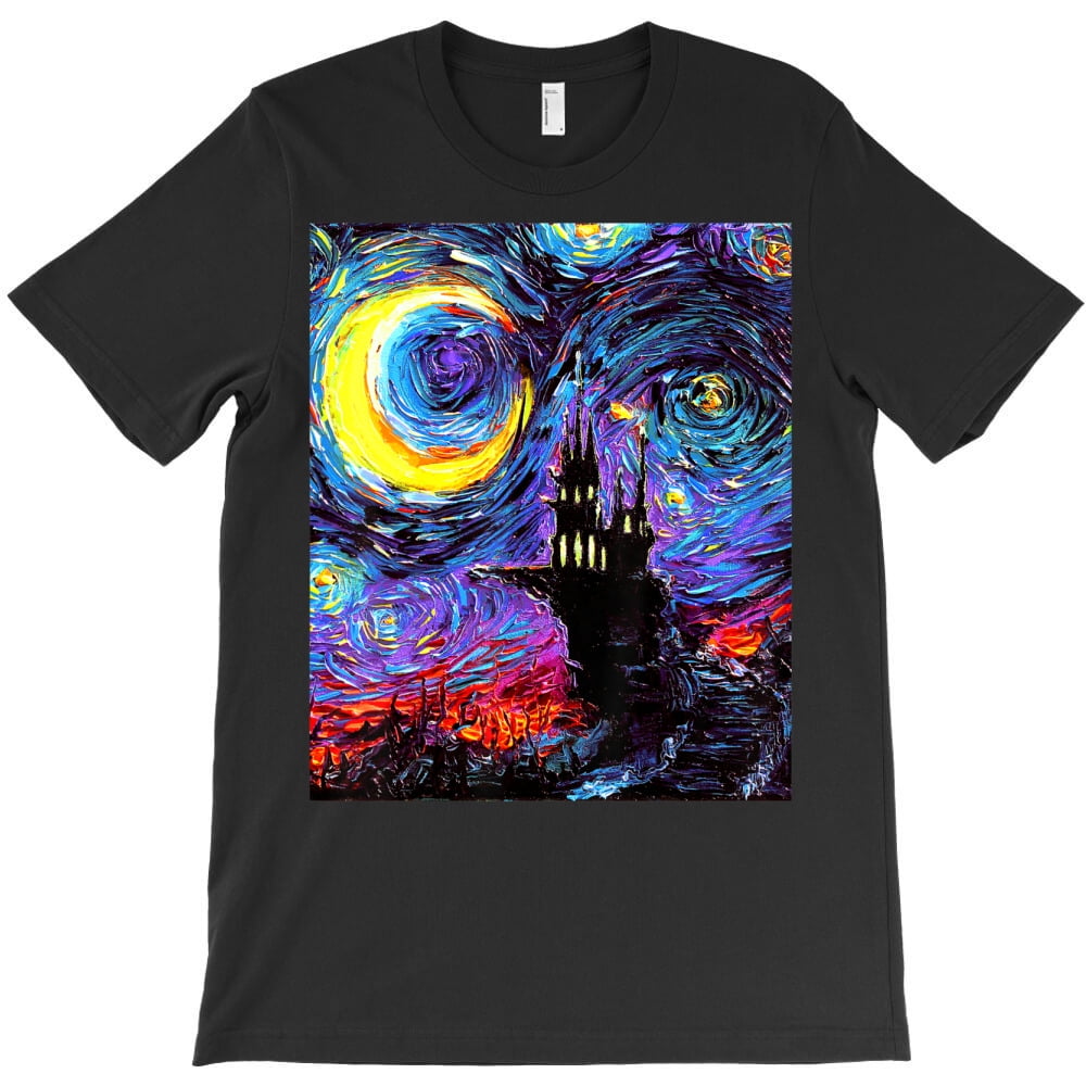 Haunted House Starry Night Creepy Dracula Castle Themed Van Gogh Parody ...