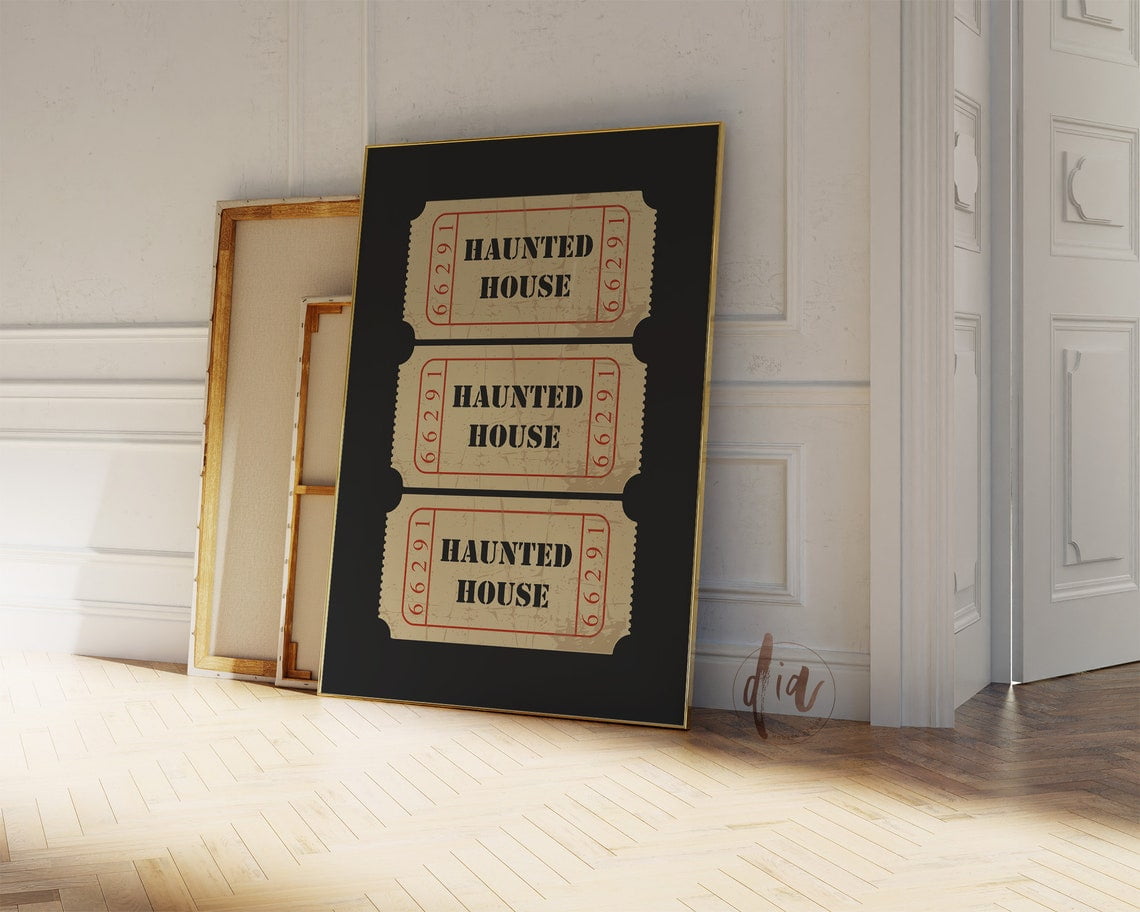 Haunted House Tick Stub Print, Trendy Poster, Party Decor, Gallery Wall ...