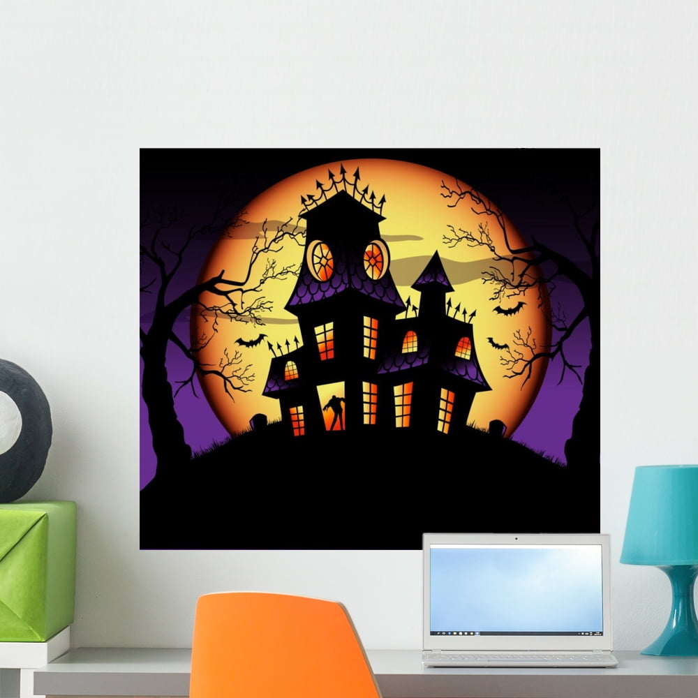 Haunted House Wall Mural by Wallmonkeys Peel and Stick Graphic (24 in W ...