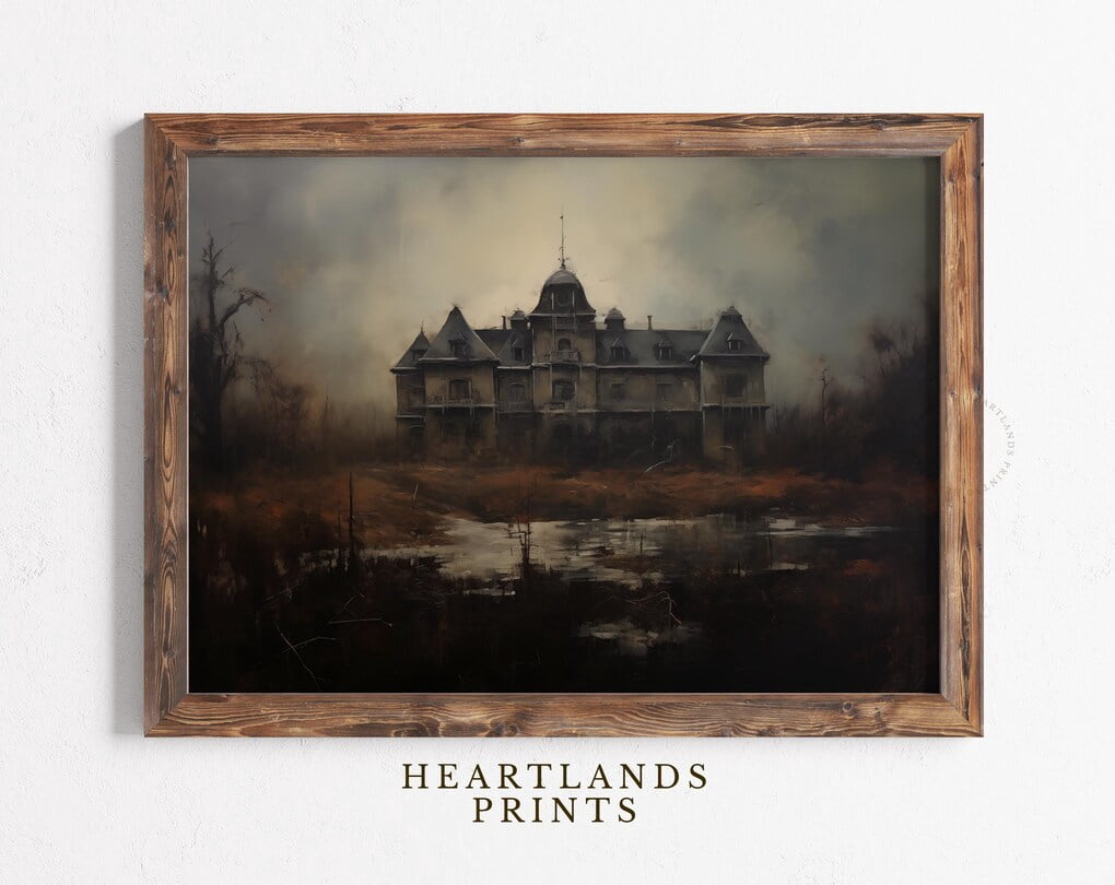 Haunted Mansion Artwork Halloween Printable Wall Art, Halloween House ...