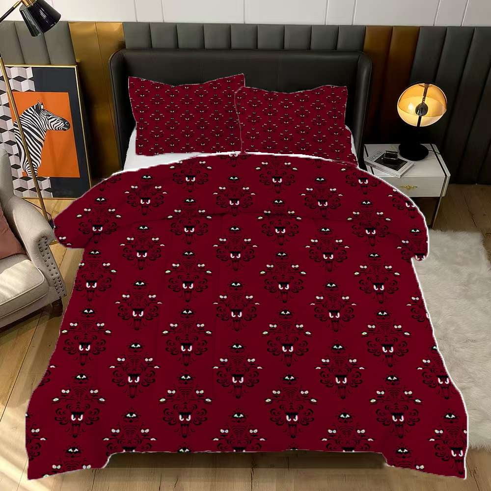 Haunted Mansion Dark Red Comforter Set Full Size Bedding Set For Travl ...