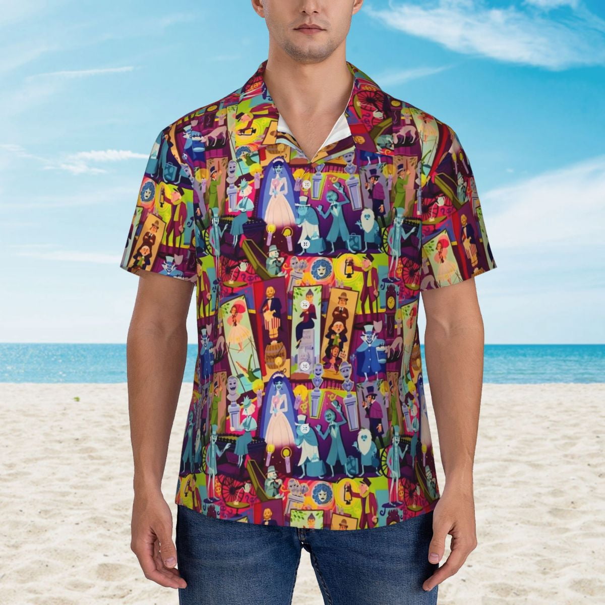 Haunted Mansion Hawaiian Shirt Man Beach Vintage Print Casual Shirts ...