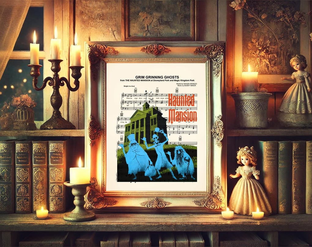 Haunted Mansion Hitchhiking Ghosts Grim Grinning Ghosts Sheet Music Art ...
