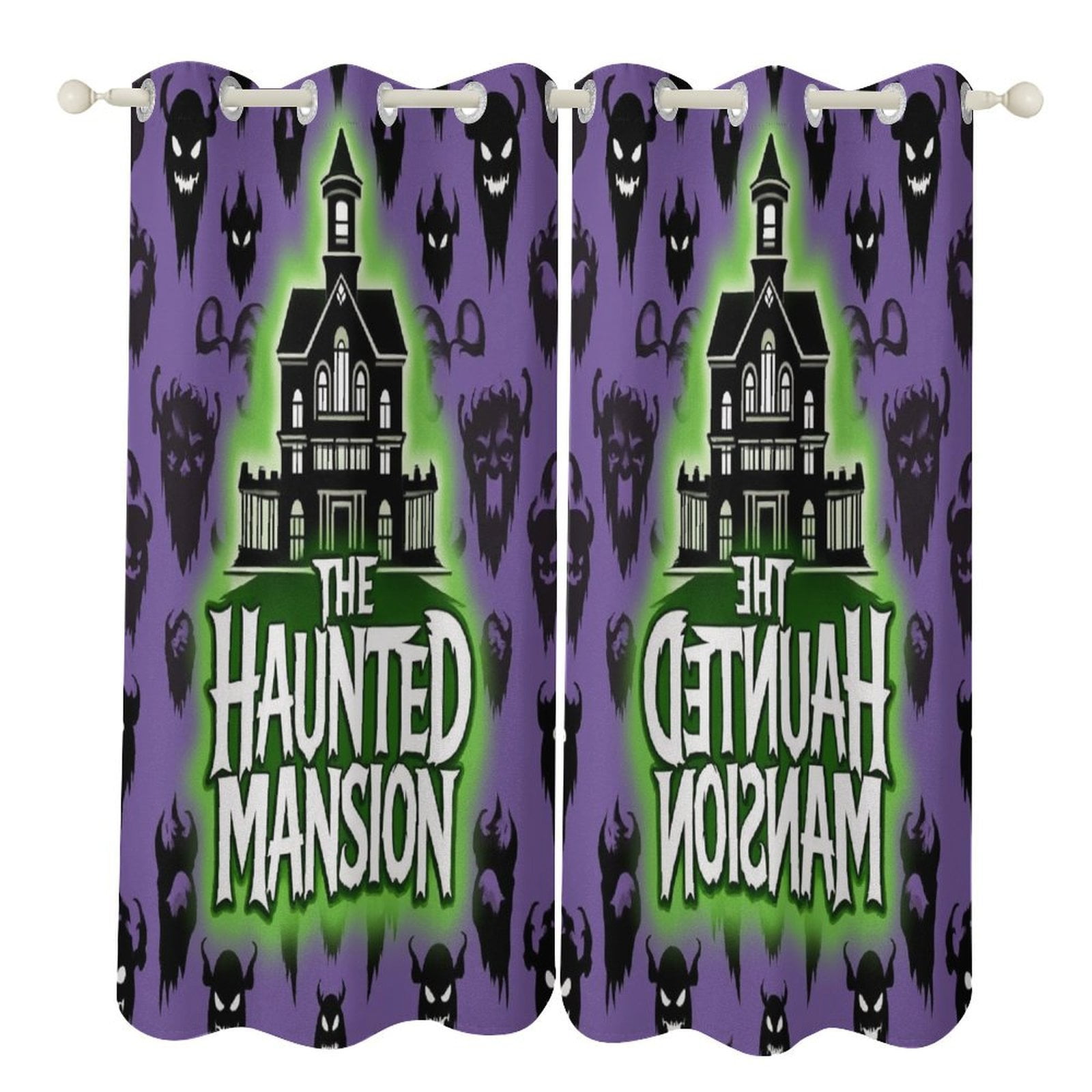 Haunted Mansion Spooky Design 2pcs Blackout Curtains For Living Room ...
