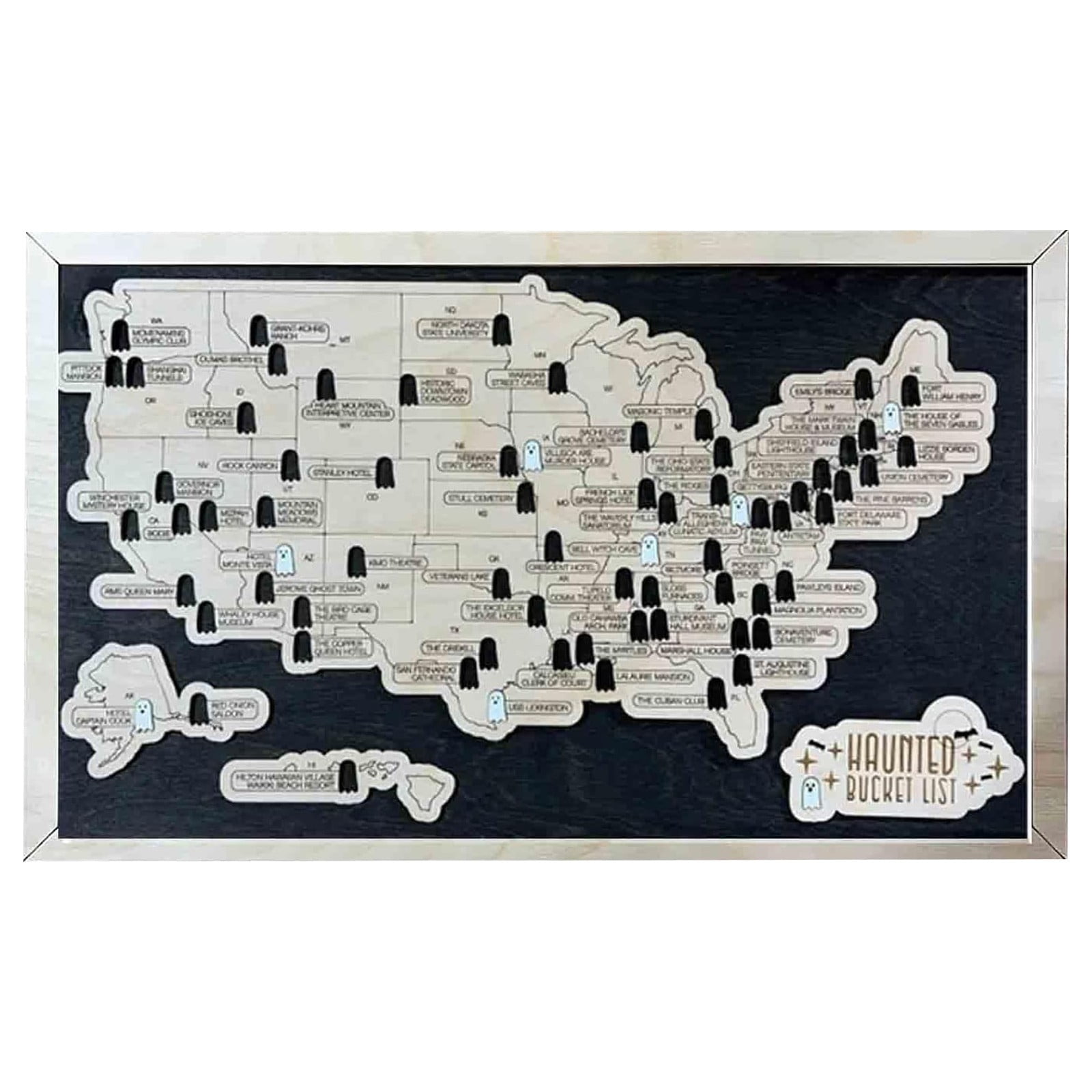 Haunted Map, Haunted Bucket List Map Haunted Locations Tracker with 76 ...