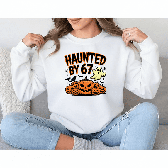 Haunted Meme Ghost Pumpkin Funny 67 Halloween Scene Sweatshirt V10596 ...