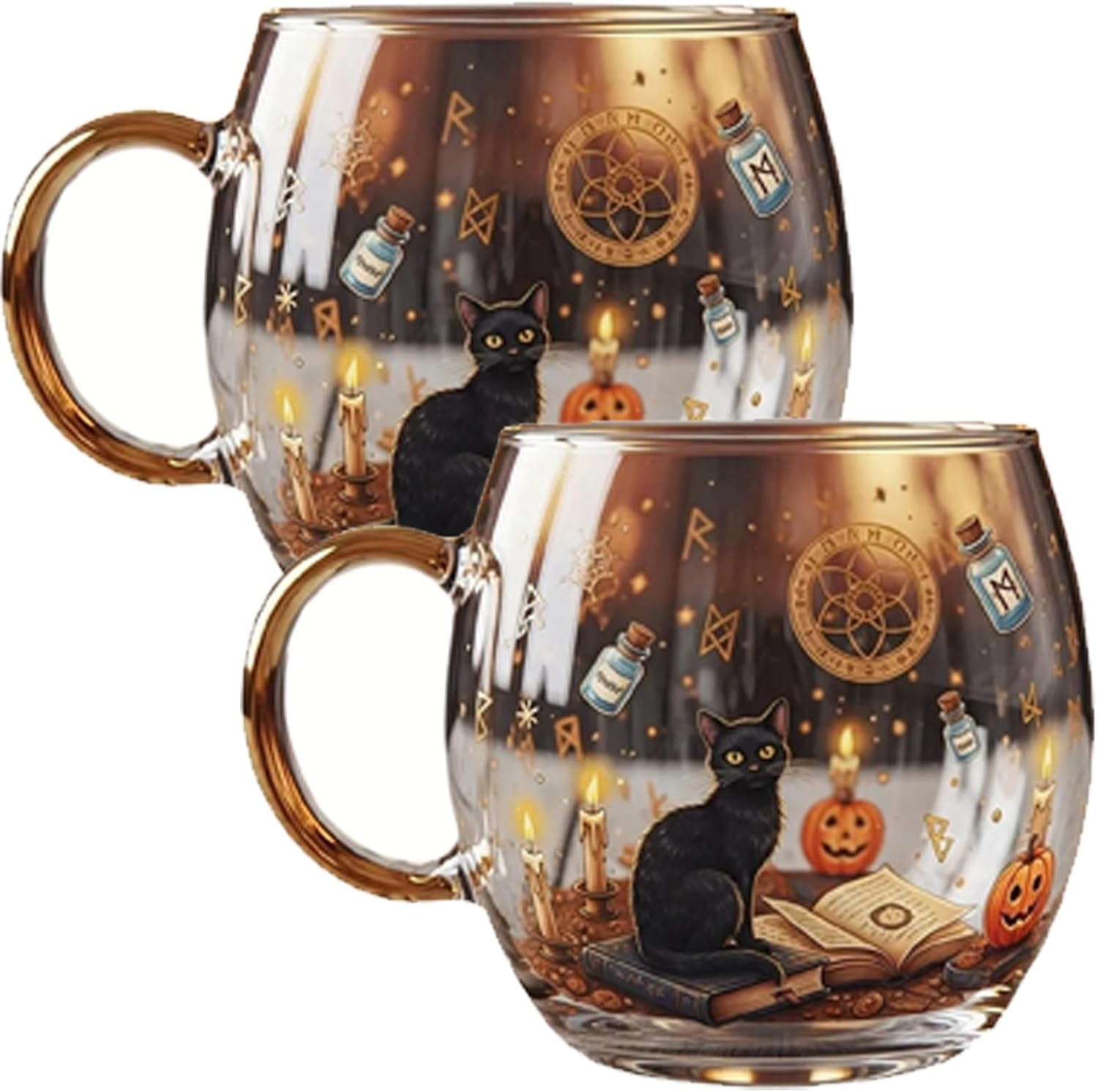 Haunted Path Halloween Mug, Spooky Ghost Glass Coffee Cup, 350ml Heat ...