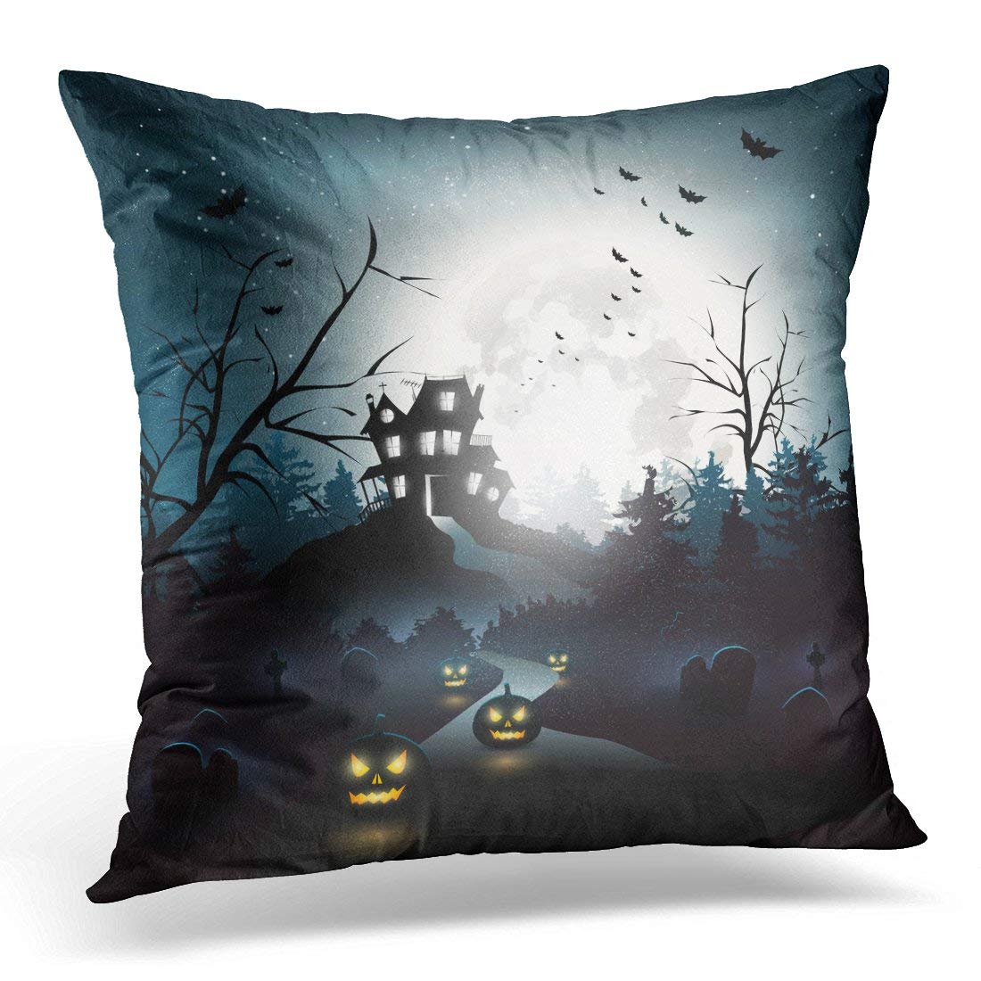 Haunted Scary House in The Woods Halloween Night Pillow Case Pillow ...