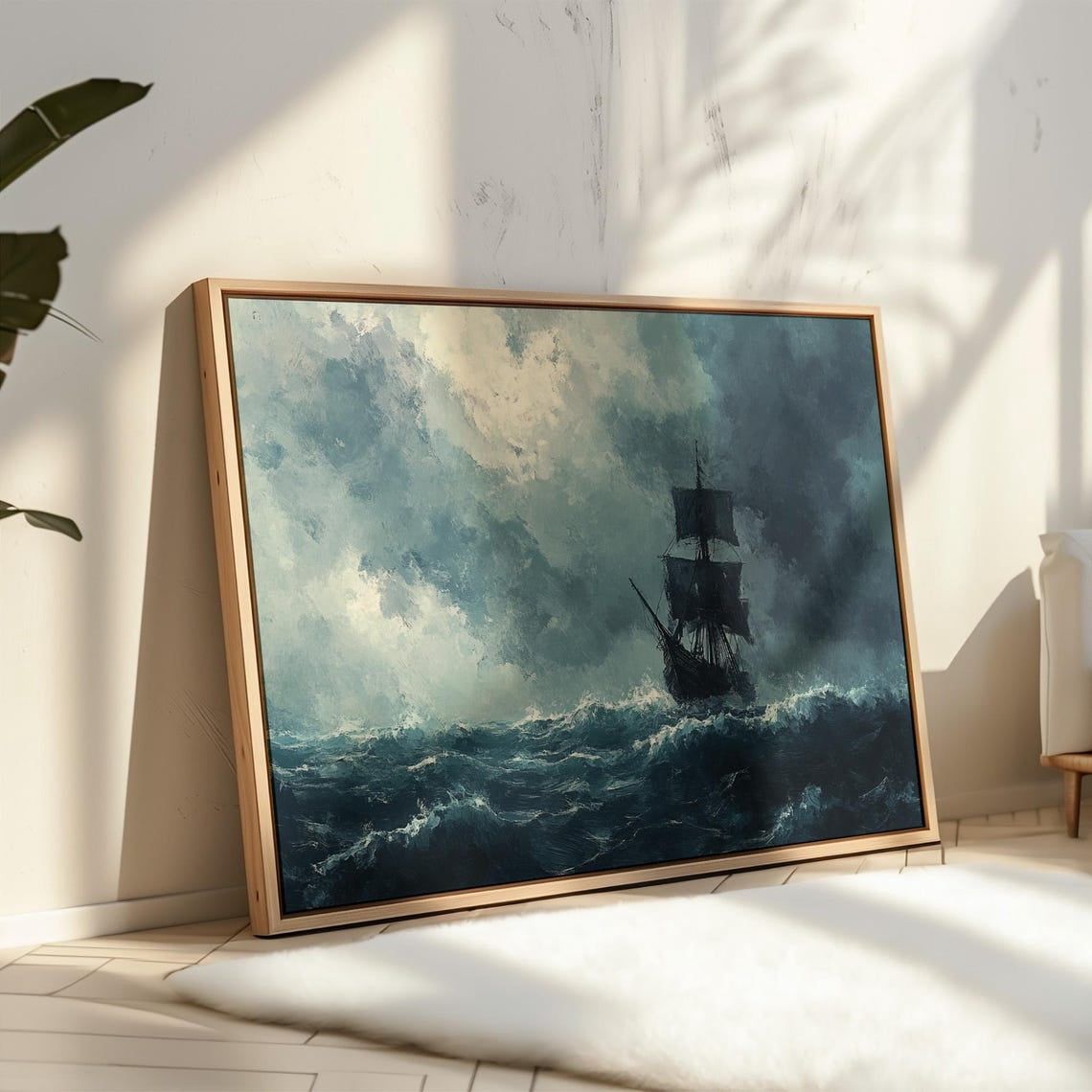 Haunted Ship Art, Dark Ocean Painting, Vintage Nautical Decor, Stormy ...