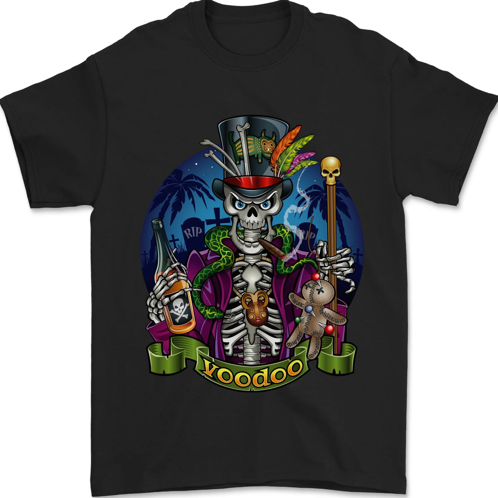 Haunted Voodoo Skeleton Graveyard Graphic Shirt - Walmart.com