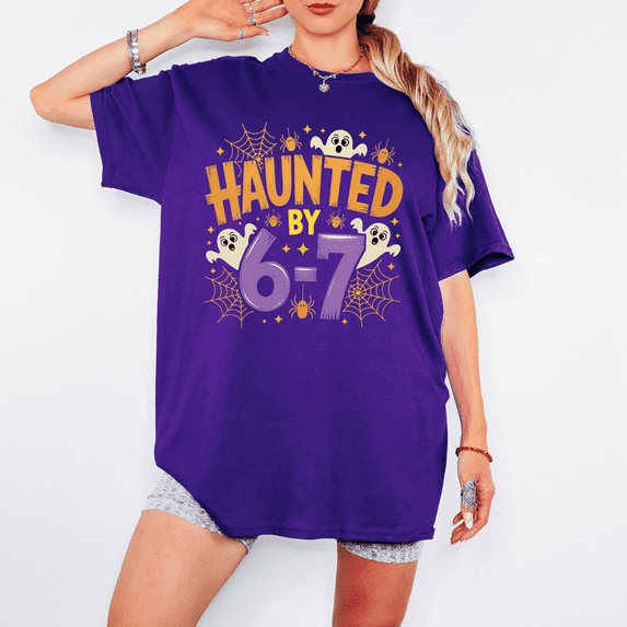 Haunted by 6 7 Halloween Shirt, Funny Spooky Meme Tee, Six Seven ...