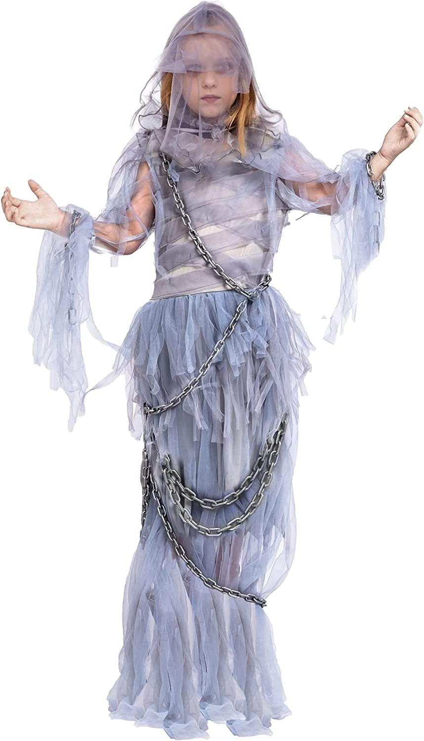 Haunting Beauty Ghost Girl Costume, Scary Ghost Dress Midnight Costume ...