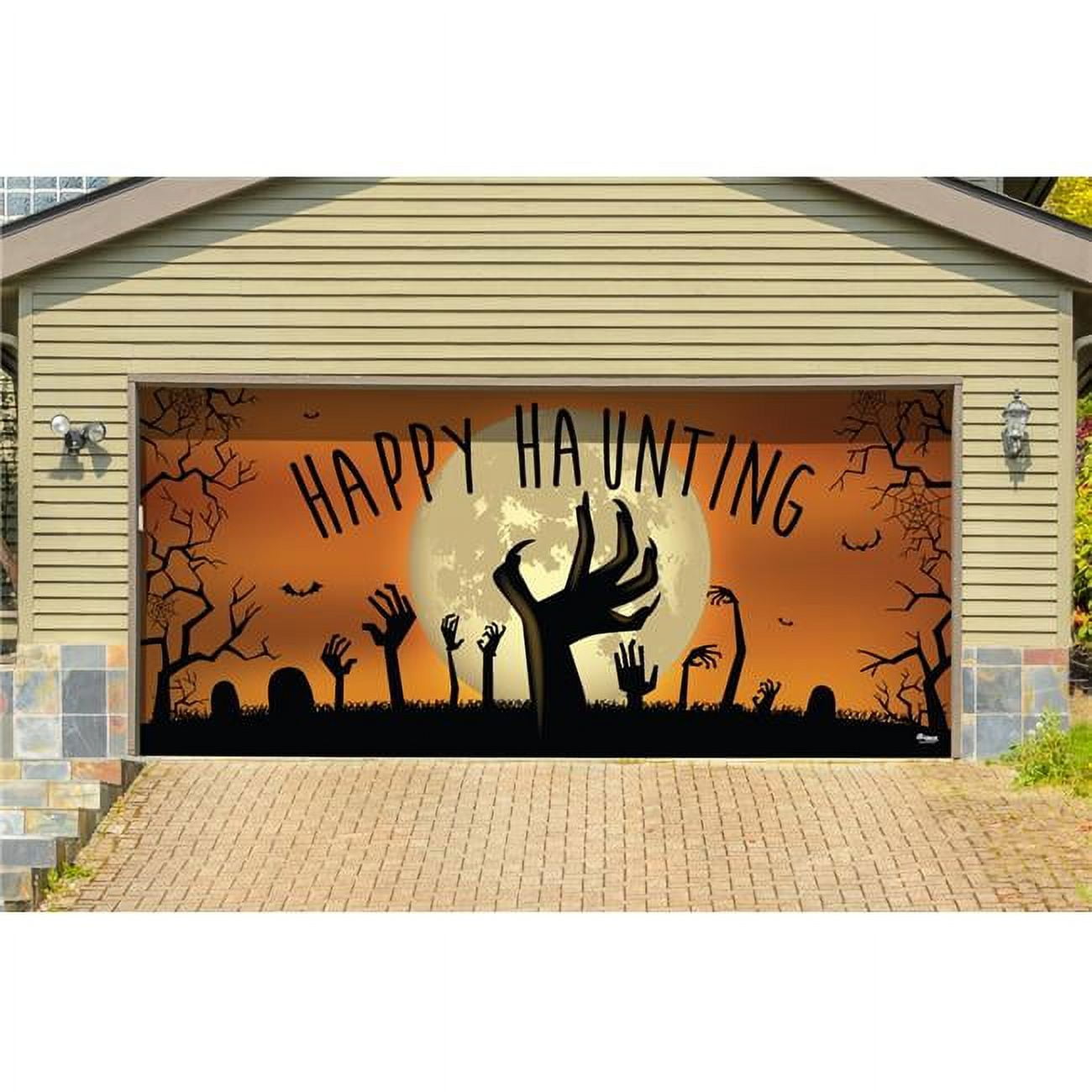 Haunting Graveyard Zombie Hands - Halloween 7 ft. x 16 ft. Garage Door ...