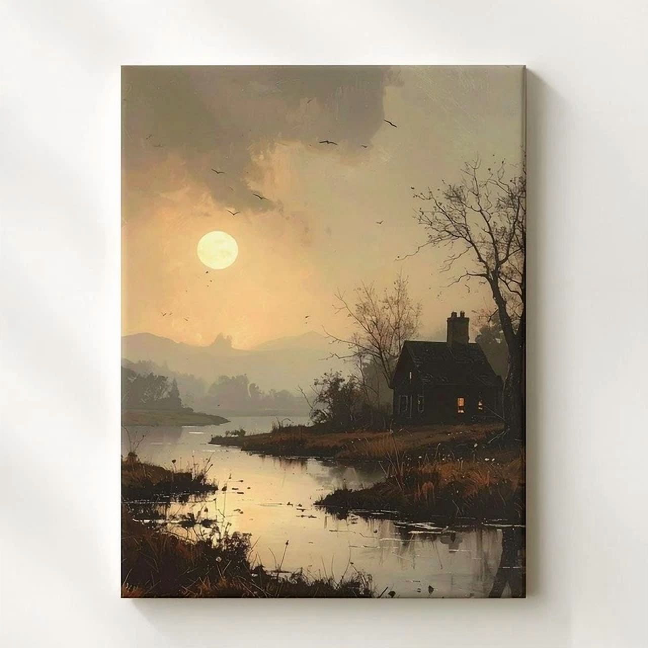 Haunting Marsh Moonlight Wall Art Misty Hal.Low.Een Landscape Wall Art ...
