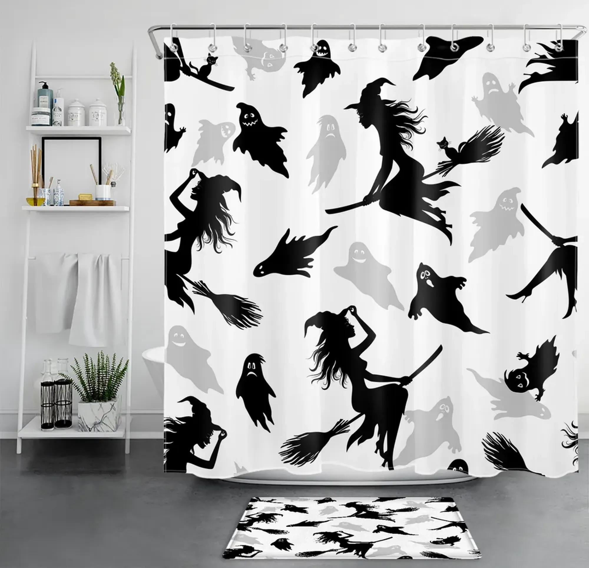 Hauntingly Beautiful Witch And Ghost Shower Curtain Set For A Spooky