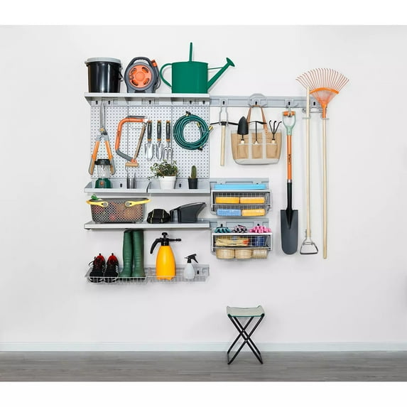 Haus Quick-Release Snap Rail Garage Organizer, 59-Piece Storage Tool ...
