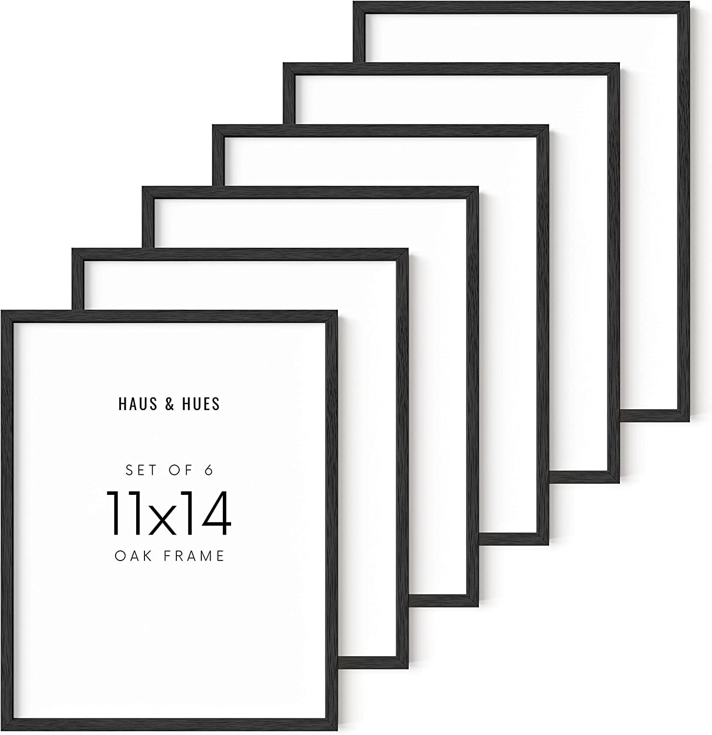 Haus and Hues Black Oak Wood Frames Set, 11x14 Picture Frames for Wall ...