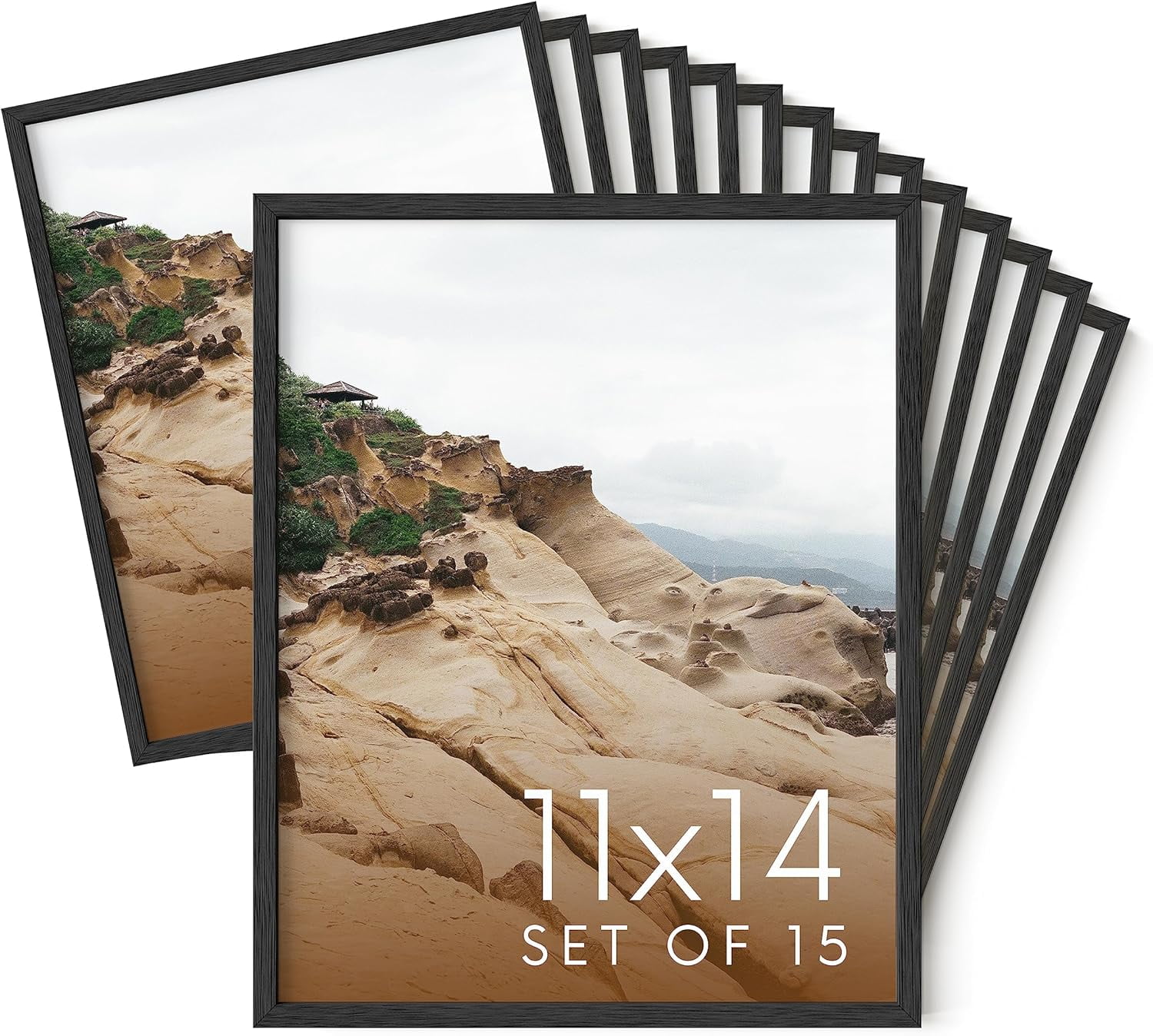 Haus and Hues 11x14 Black Oak Wood Picture Frames Set of 15 - Premium ...