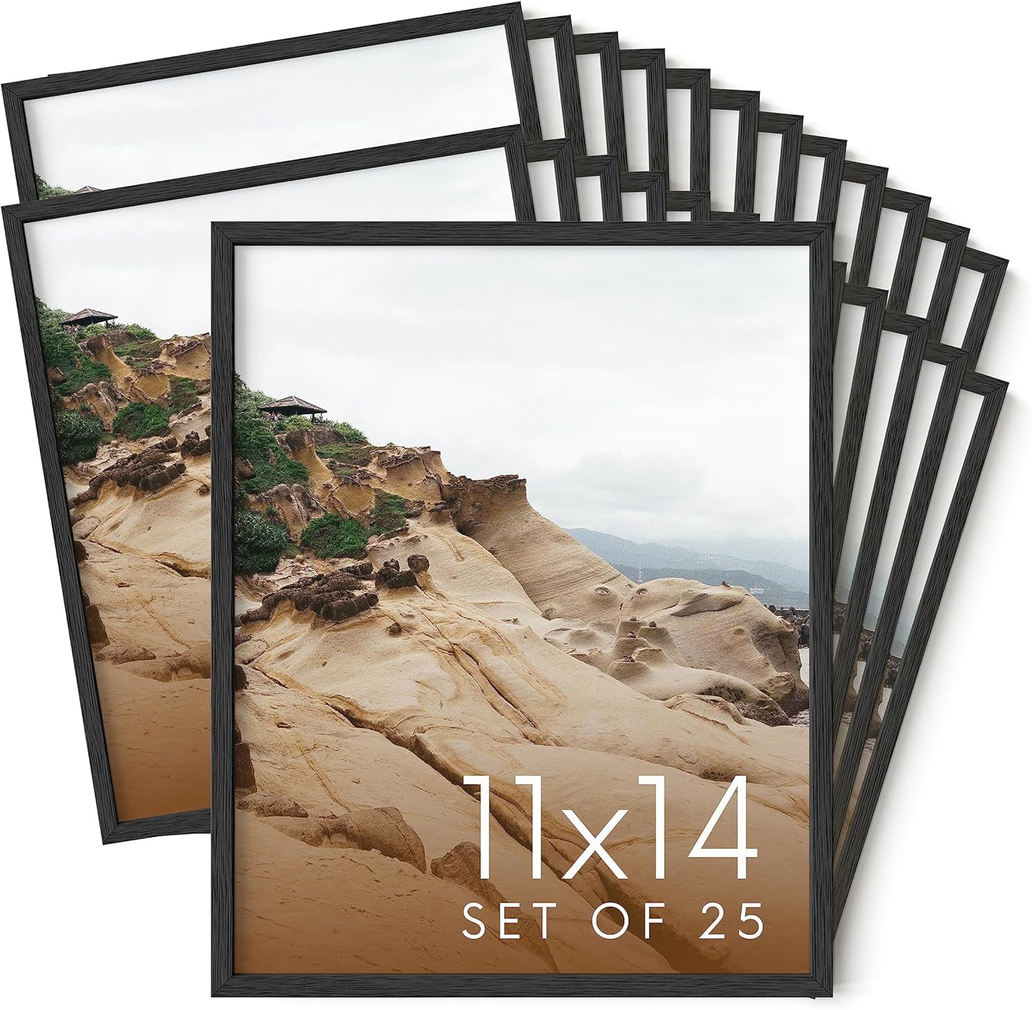 Haus and Hues 11x14 Black Oak Wood Picture Frames Set of 25 - Premium ...